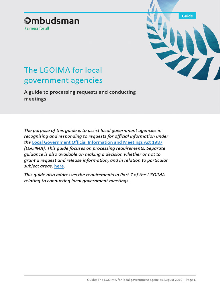 The LGOIMA For Local Government Agencies | PDF | Justice | Crime & Violence