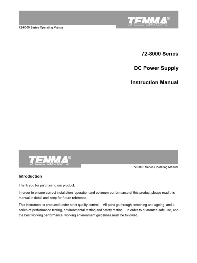 Fyp Power Supply 72-8690-Tenma-Datasheet-10028668 | PDF | Power Supply ...