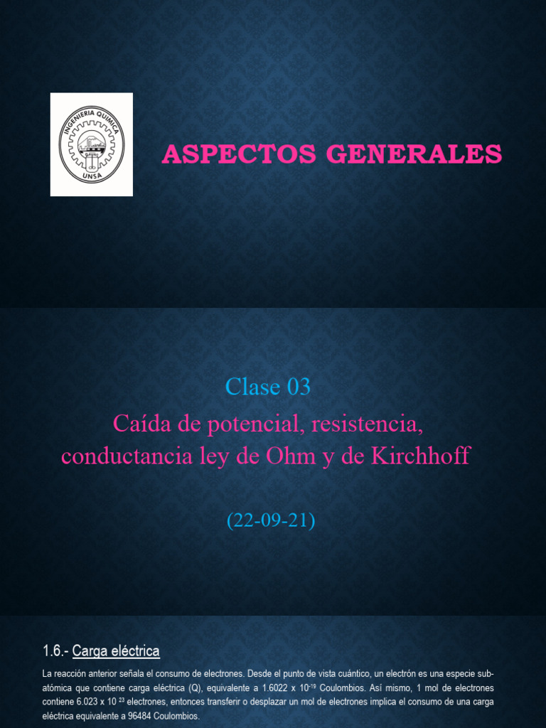 Clase 03 Ley Ohm 19 - 09 - 2021 | PDF | Resistencia Eléctrica y ...