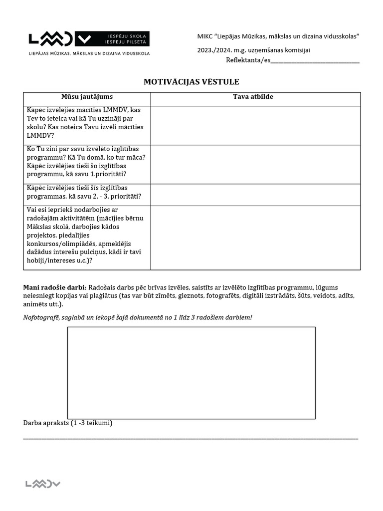 Motivacijas Vestule 2023 | PDF