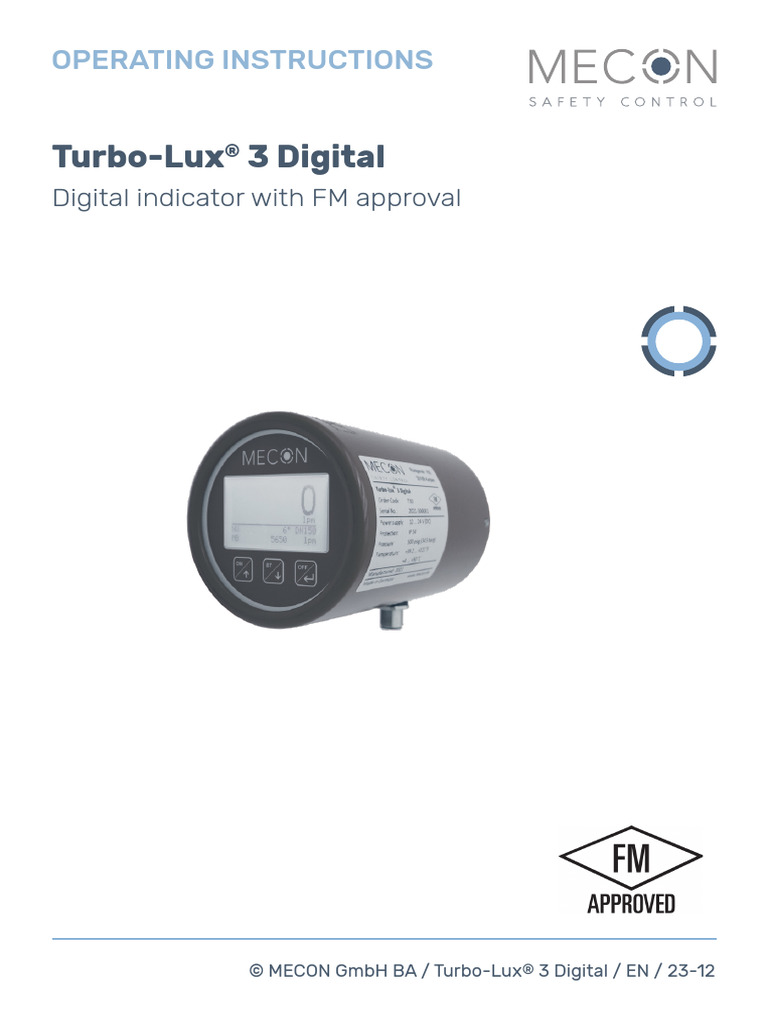 Turbo Lux 3 Digital Manual | PDF | Flow Measurement | Pressure Measurement
