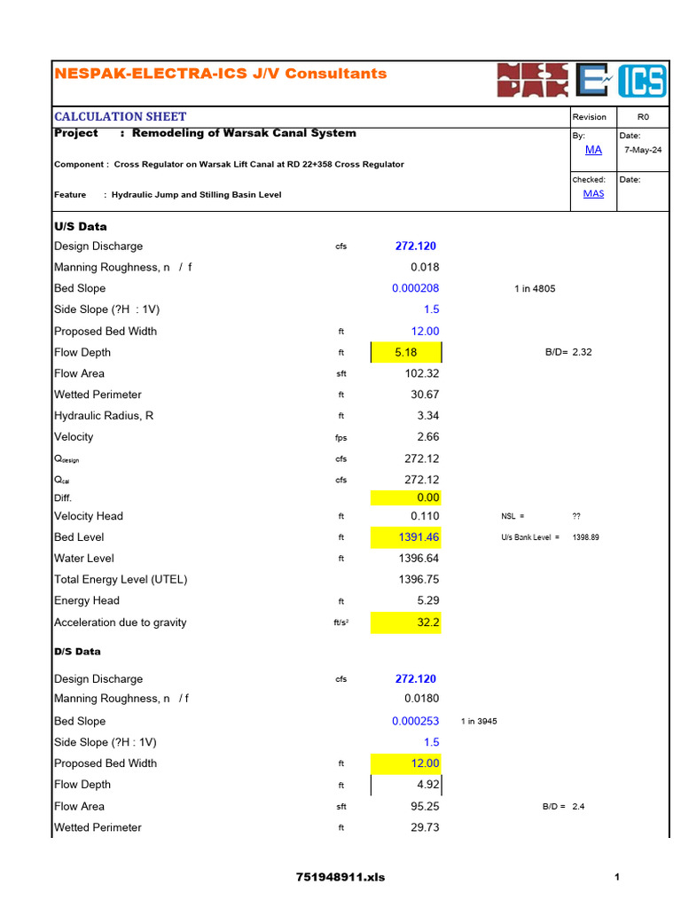 Design of Cross Regulator at 22+358 | PDF | Civil Engineering ...