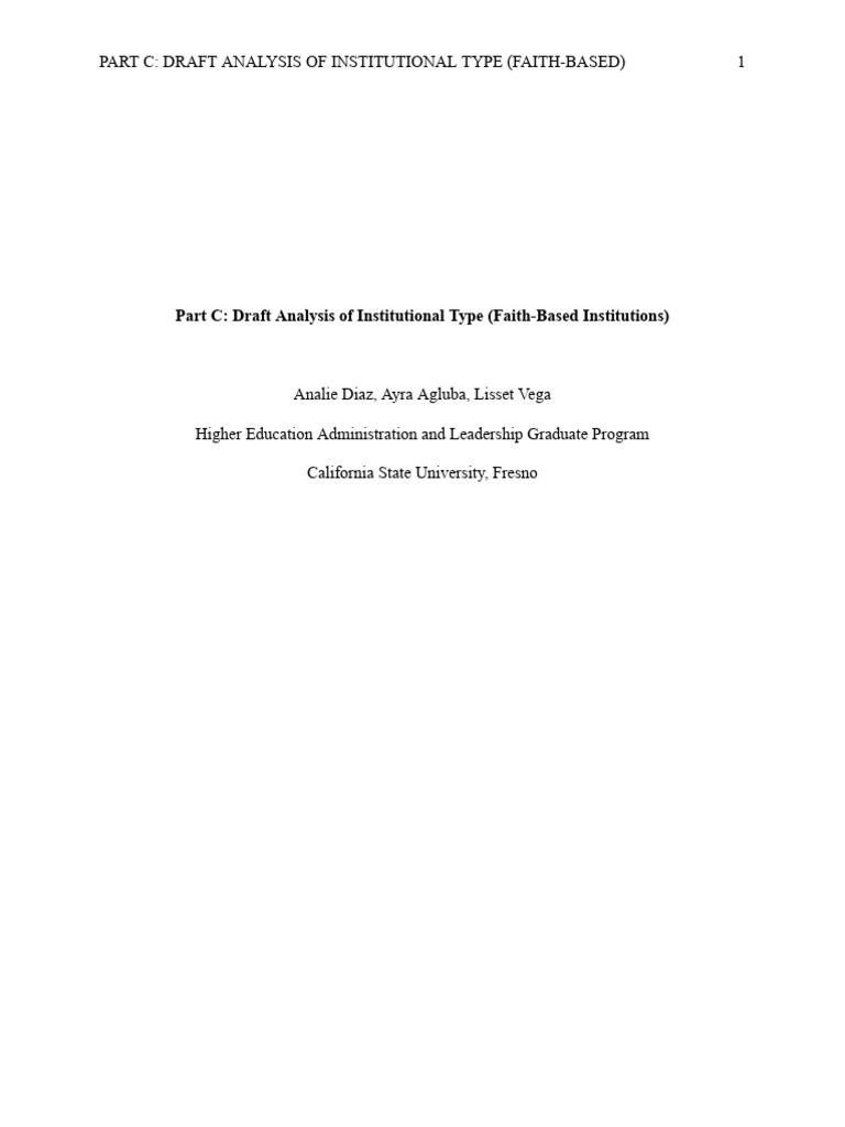 part c draft analysis of institutional type 1 | PDF | Faith | Institution