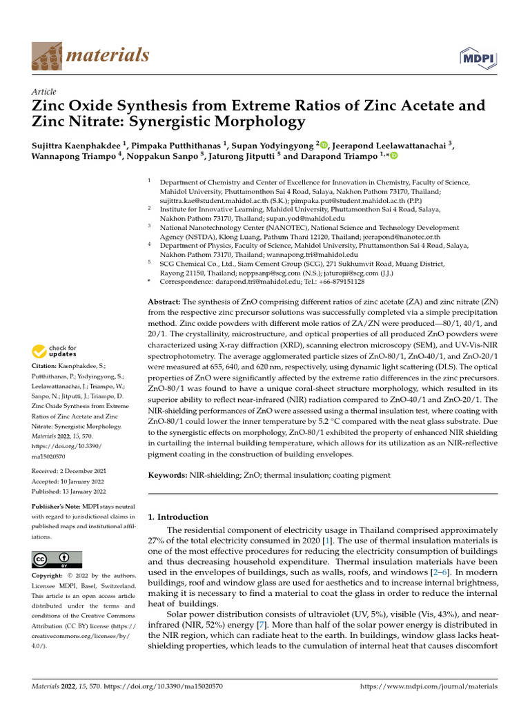 materials-15-00570 | PDF | Zinc Oxide | X Ray Crystallography