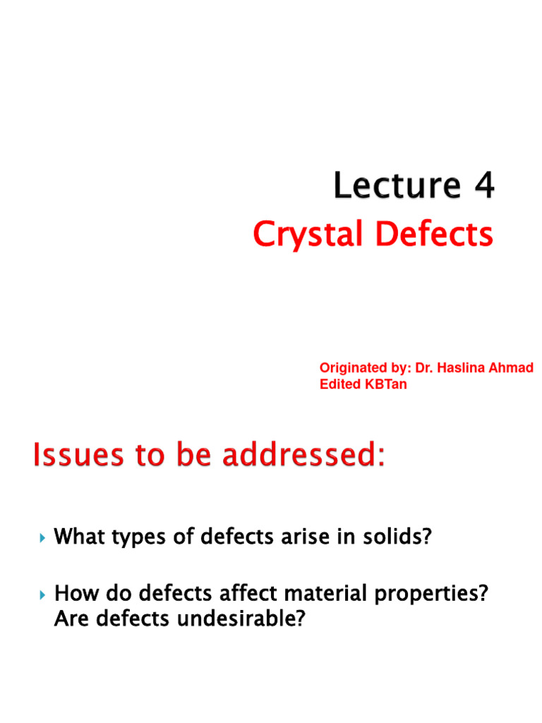 T4 - Crystal Defects in Solid Structure | PDF | Dislocation | Ion