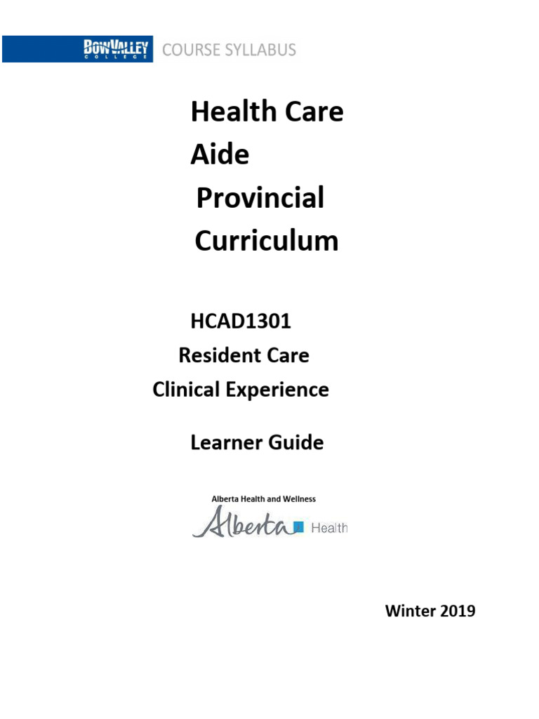 HCAD1301 Client Care Clinical Learner Guide Winter 2019 PDF | PDF | Learning | Eating