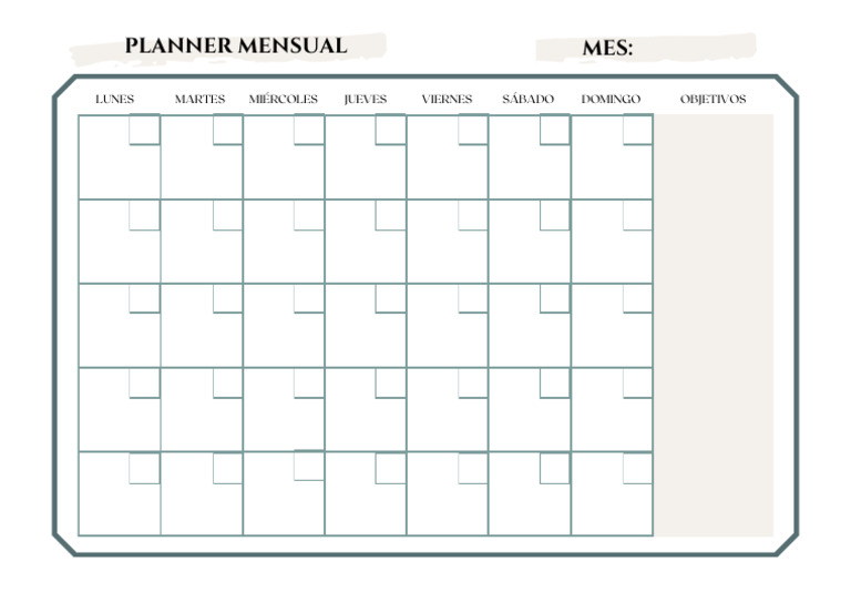 Planner Mensual - Planificador Mensual | PDF