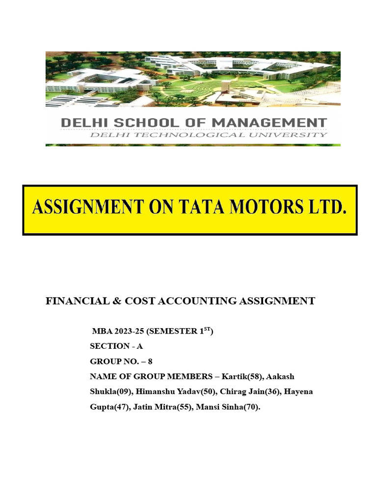 Assignment On Tata Motors Ltd. | PDF | Motor Vehicle | Vehicles