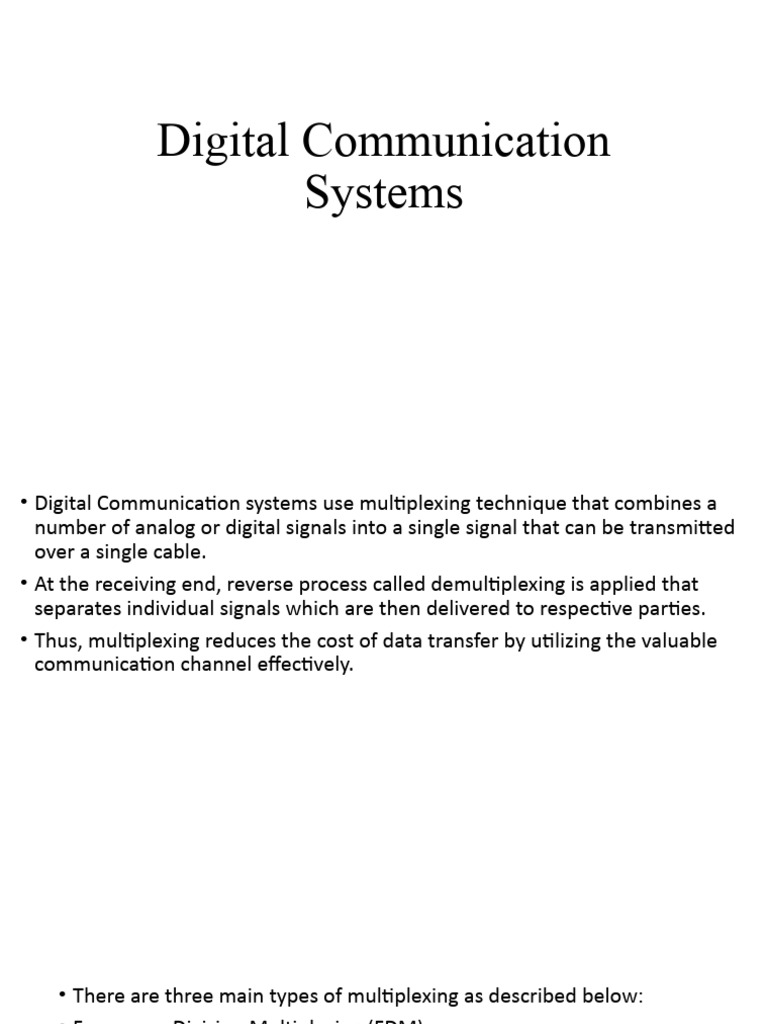 Digital Communication Systems | PDF | Multiplexing | Broadcast Engineering