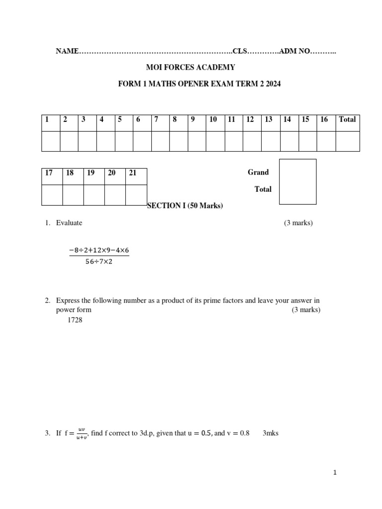 Mathematics F1 QS1 | PDF | Area | Mathematics