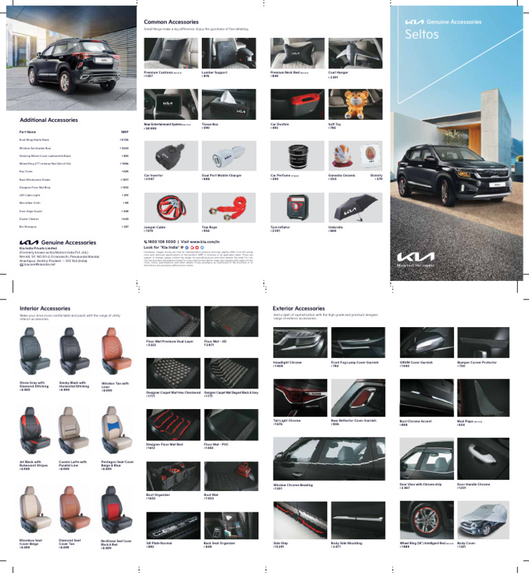 Seltos Accessories Leaflet Final 2021 | PDF | Wheeled Vehicles ...