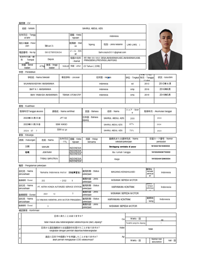 CV Sahrul Abdul Azis | PDF