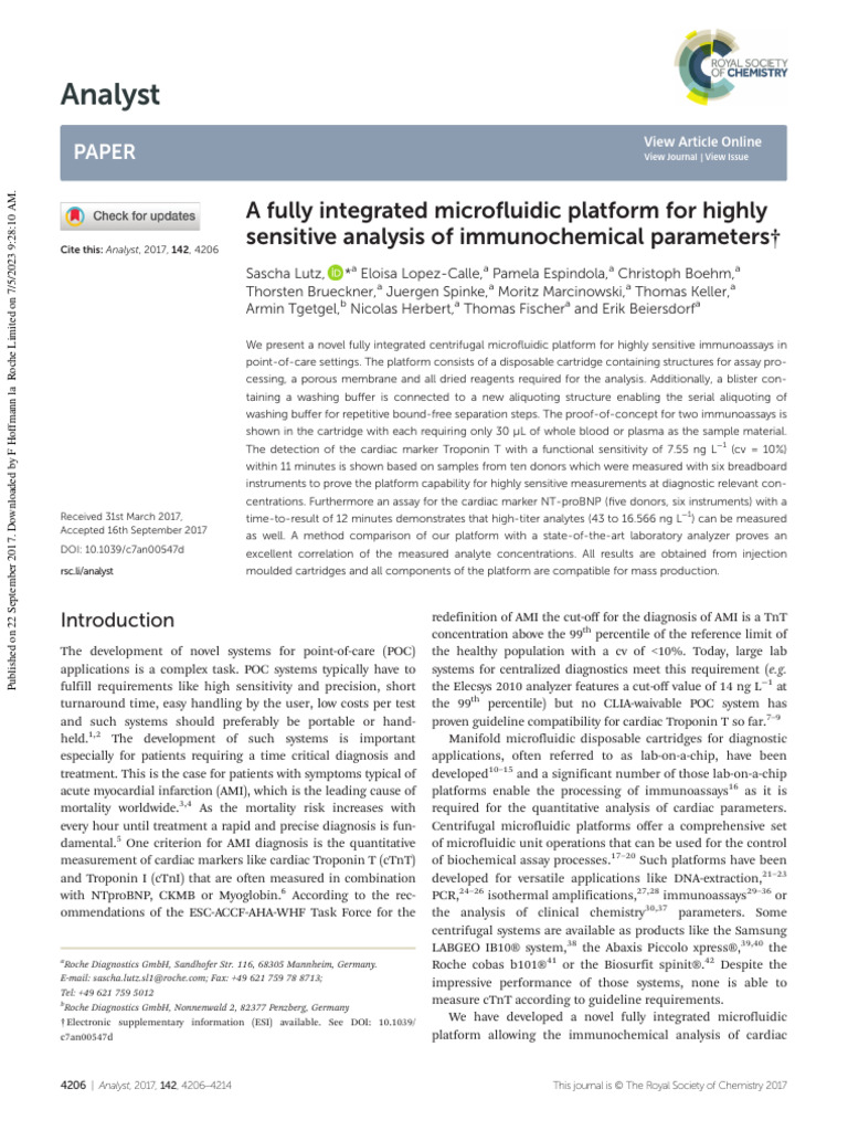 A Fully Integrated Microfluidic Platform 2017 | PDF | Microfluidics ...