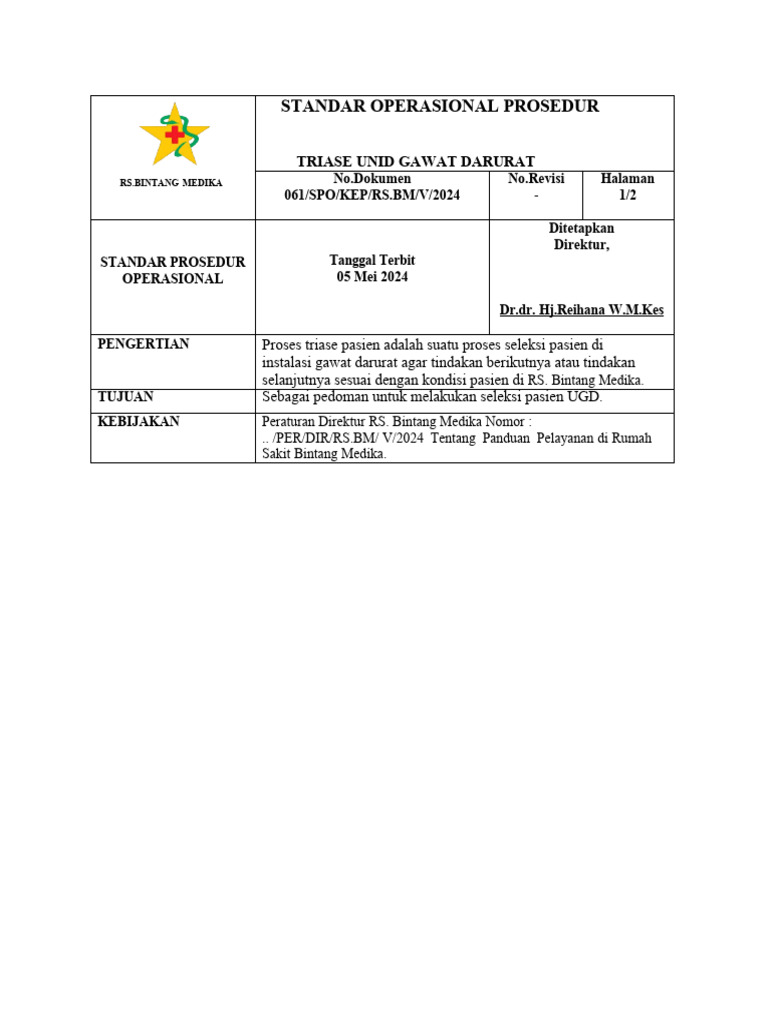 Sop Triase 061 | PDF