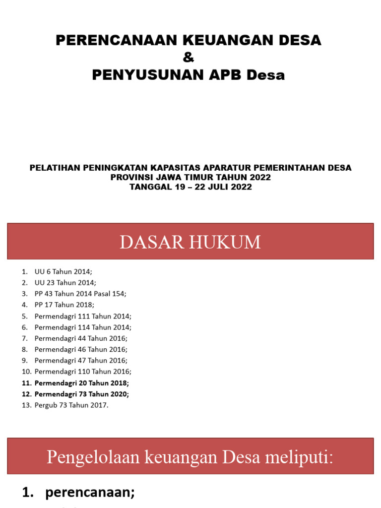 Perencanaan Pengelolaan Keuangan Desa Dan Penyusunan Apb Desa | PDF