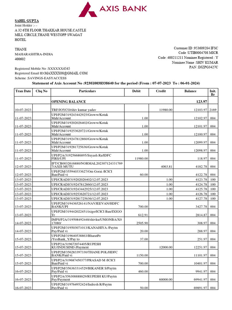 Account - STMT - XX9877 - 06012024 (1) Bank | PDF | Banks | Debit Card