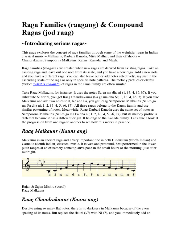 Raga Families: Malkauns & Kanada | PDF | Musicology | Classical And Art ...