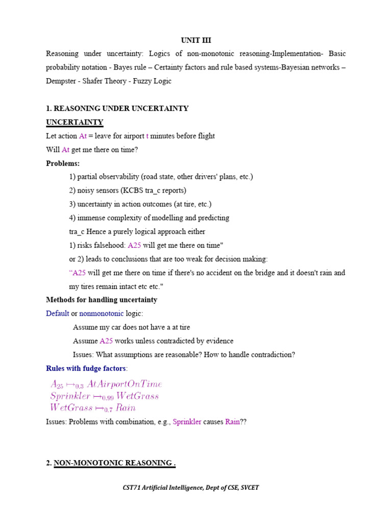 Ai - Unit Iii | PDF | Logic | Epistemology