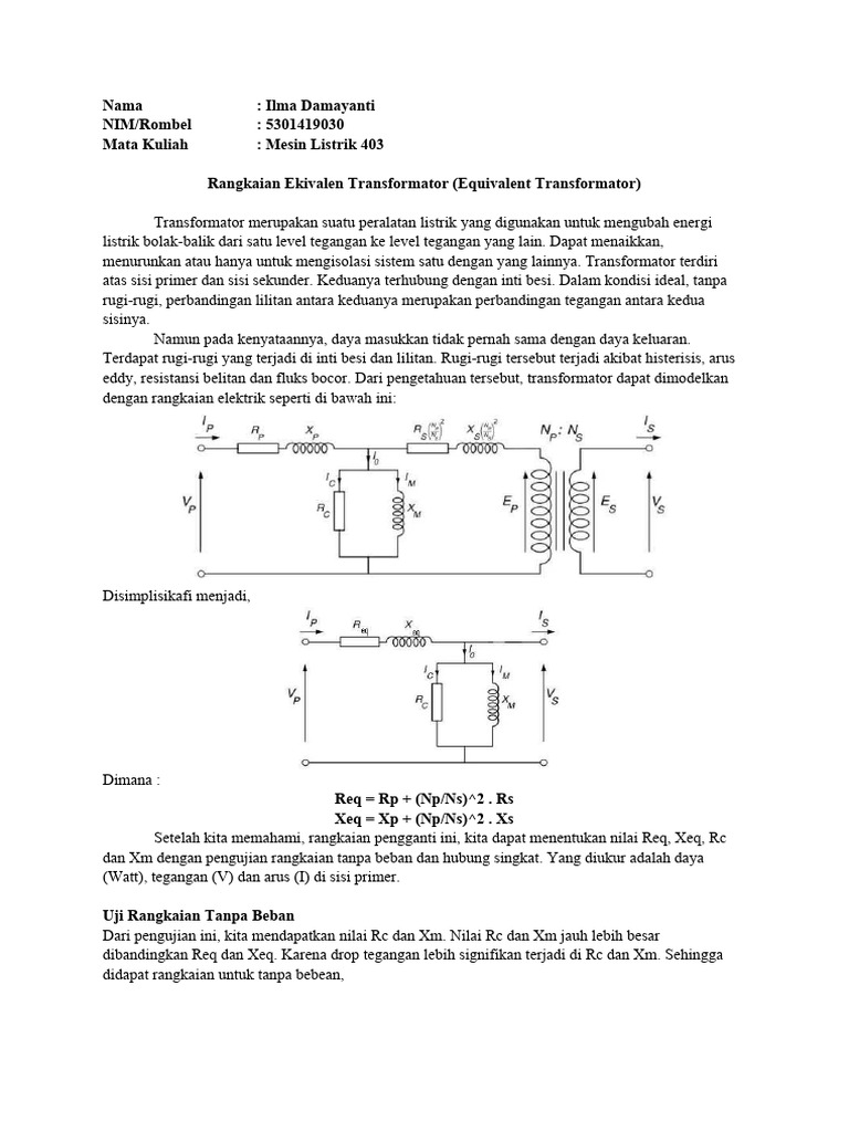 3.resume Equivalent Transformator | PDF | Sains & Matematika