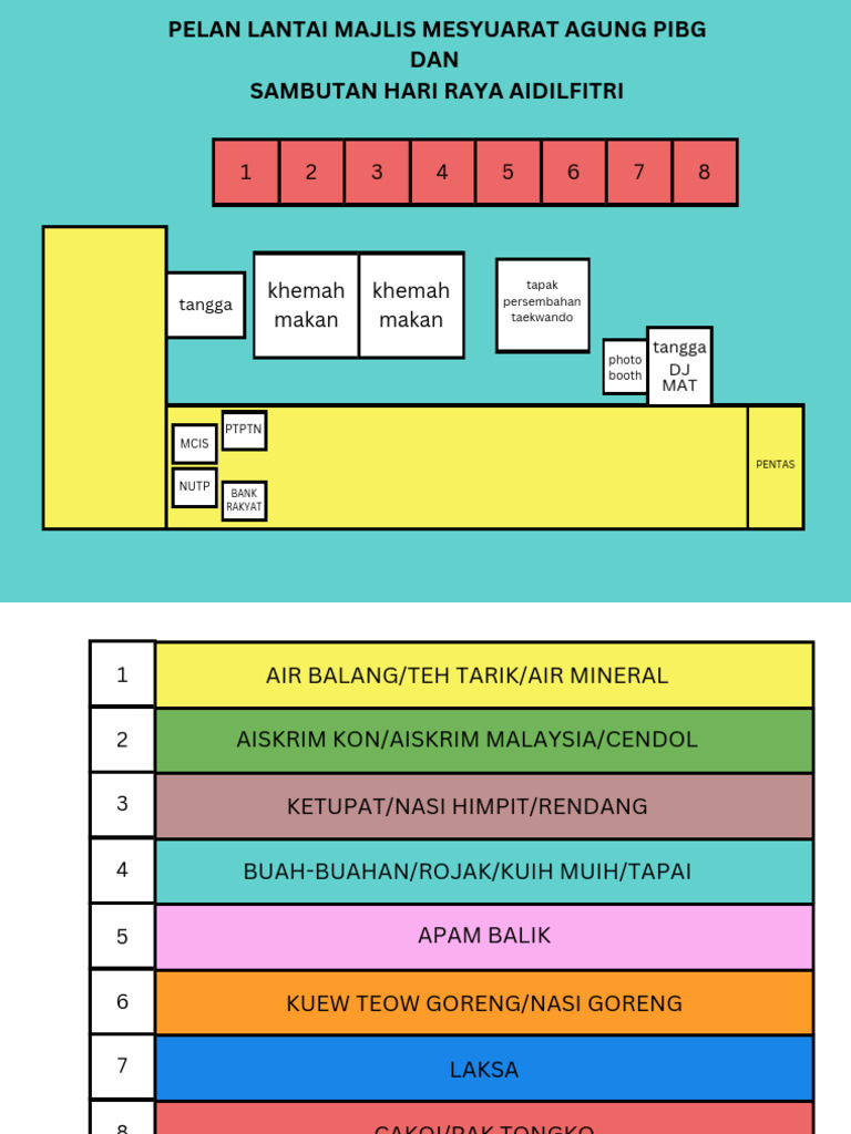 Pelan Lantai Majlis Mesyuarat Agung Pibg Dan Sambutan Hari Raya Aidilfitri | PDF