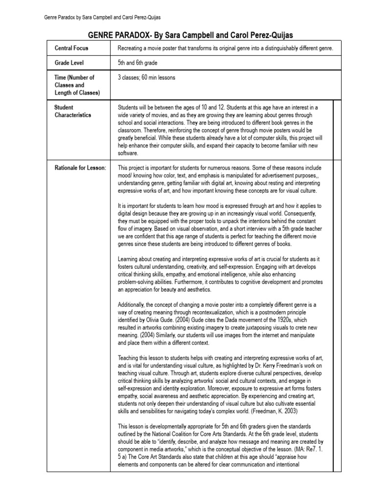 Genre Paradox Lesson Plan pt2 | Download Free PDF | Critical Thinking ...