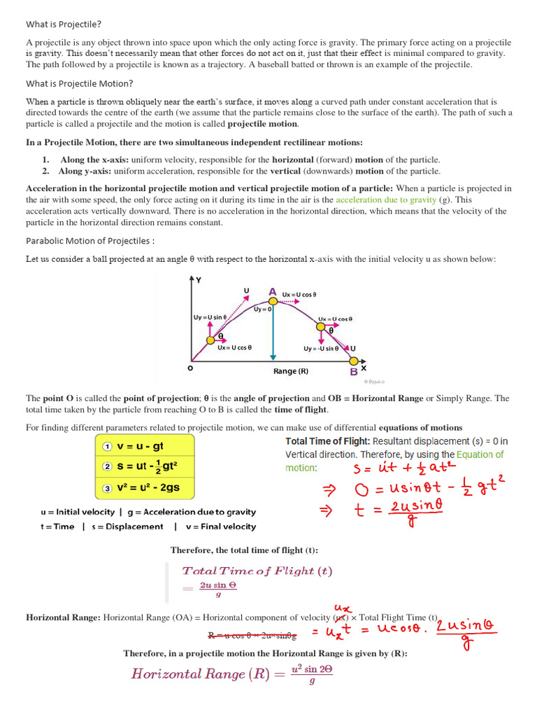 Projectile Theory | PDF | Acceleration | Projectiles