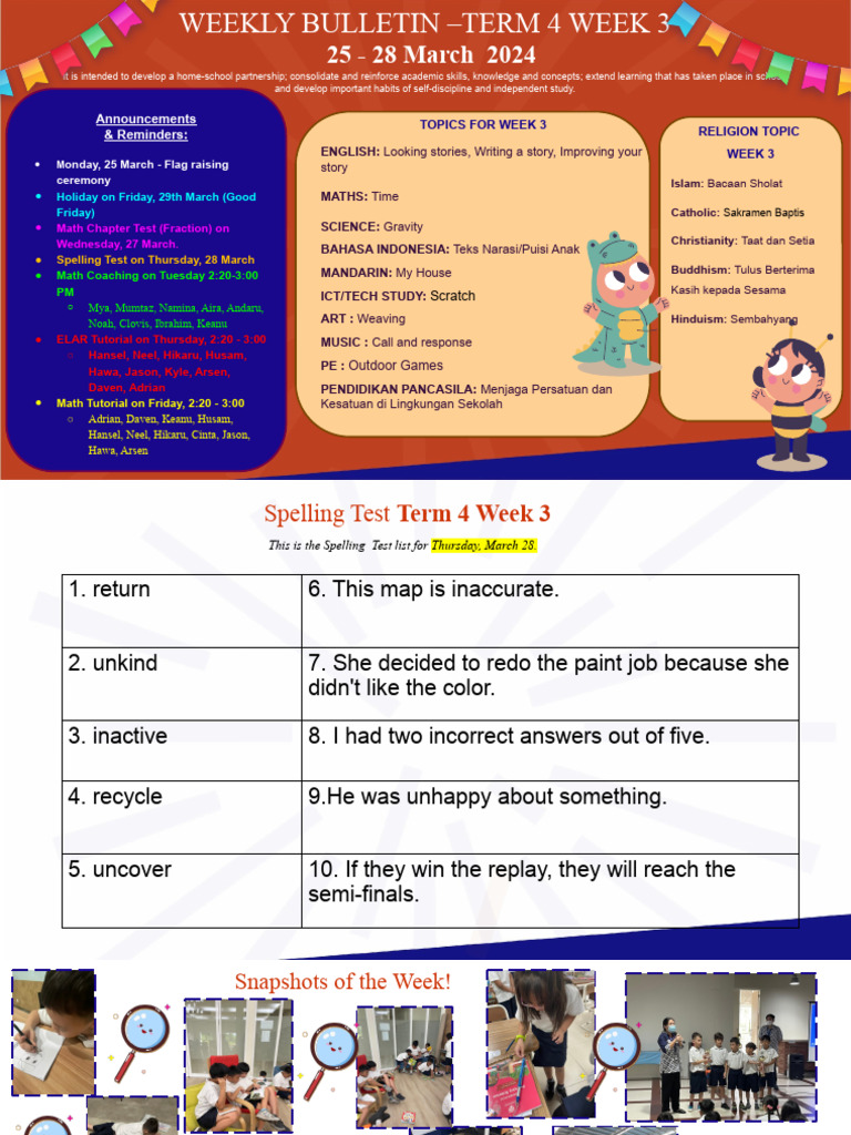 Term 4 Week 3 Bulletin Overview | PDF
