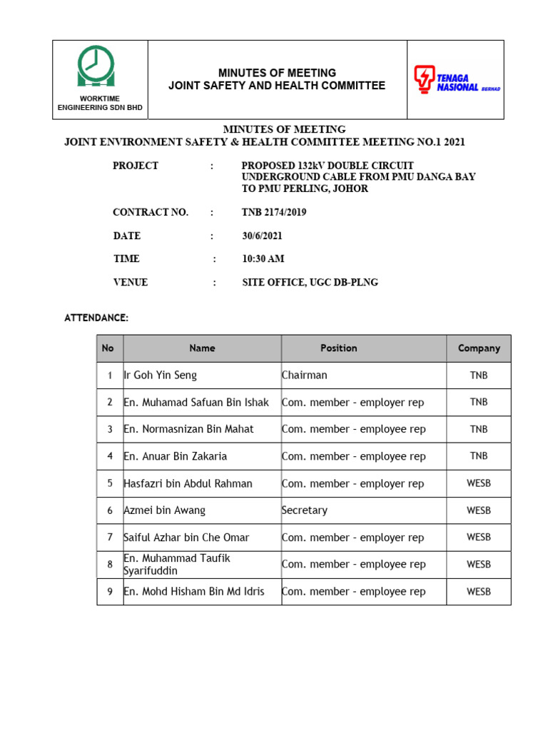 DB JSHC Meeting #01 Mom - SD | PDF