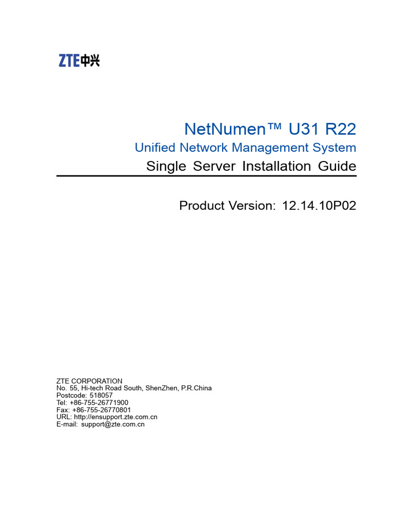 811093450-002-NetNumen U31 R22 (V12.14.10P02) Unified Network Management System Single Server ...