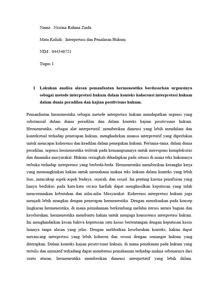 Urgensi Hermeneutika dalam Interpretasi Hukum | PDF | Seni & Disiplin ...