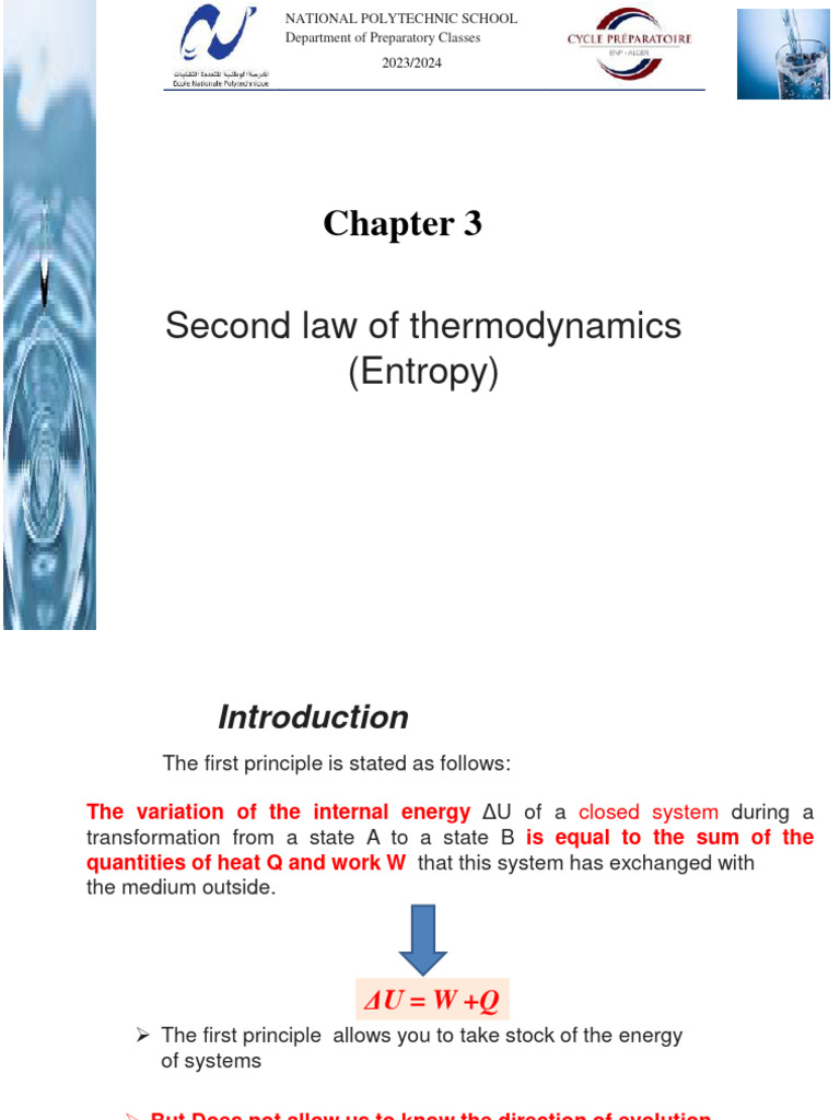 Chapter 3 Second Law 9 4 2024 | PDF | Entropy | Heat