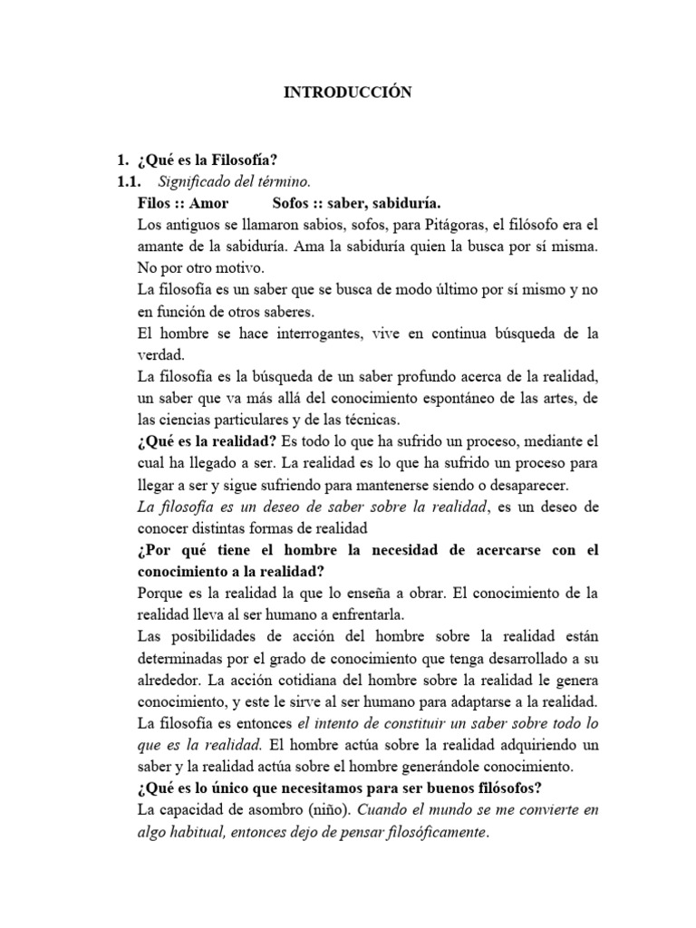 Introducción a la Filosofía y Sabiduría | PDF | Conocimiento | Metafísica