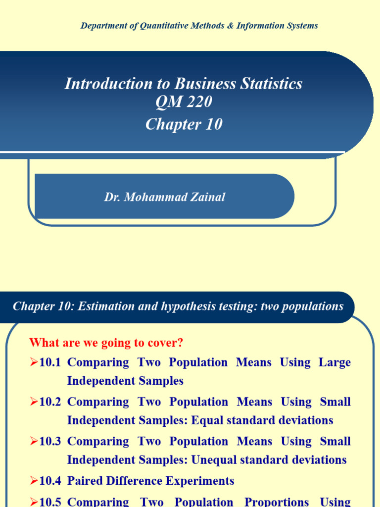 ch10-slides | PDF | P Value | Sampling (Statistics)