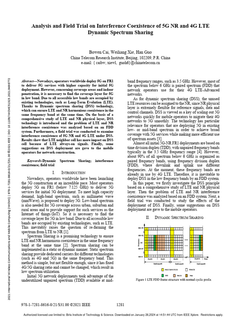 5G NR and 4G LTE DSS Interference Study | PDF | 4 G | Lte ...