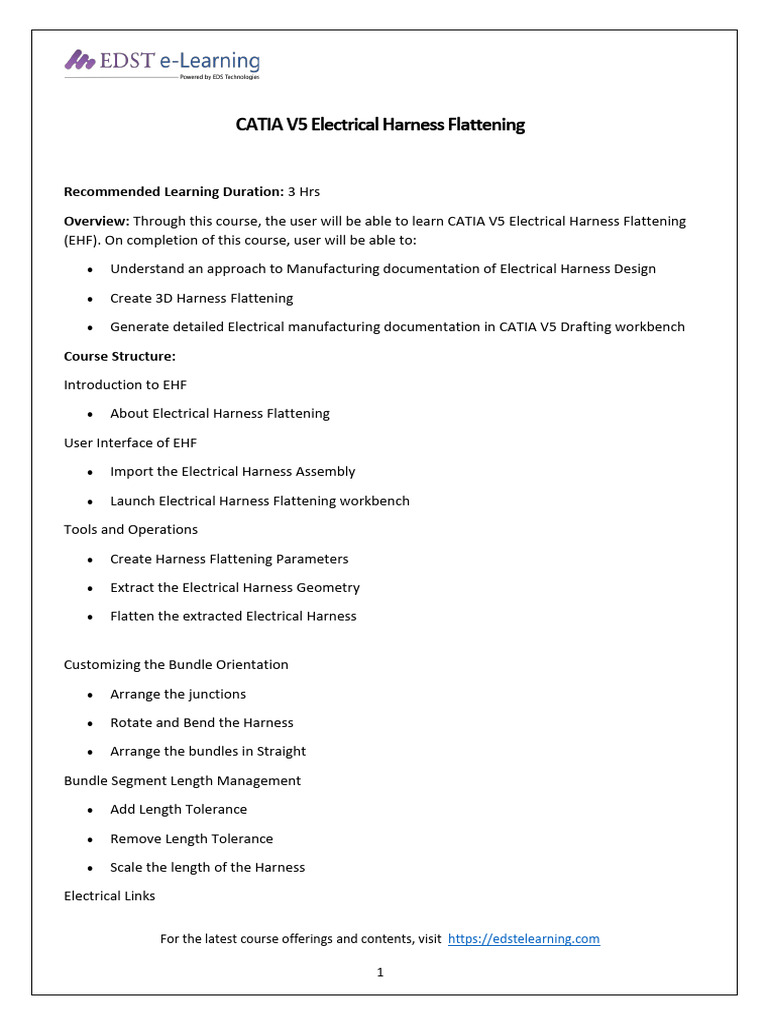 CATIA V5 Electrical Harness Course | PDF