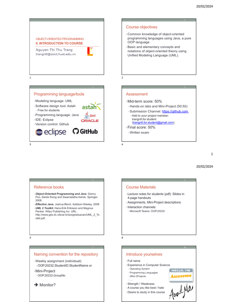 Object-Oriented Programming Course Overview | PDF | Object Oriented ...