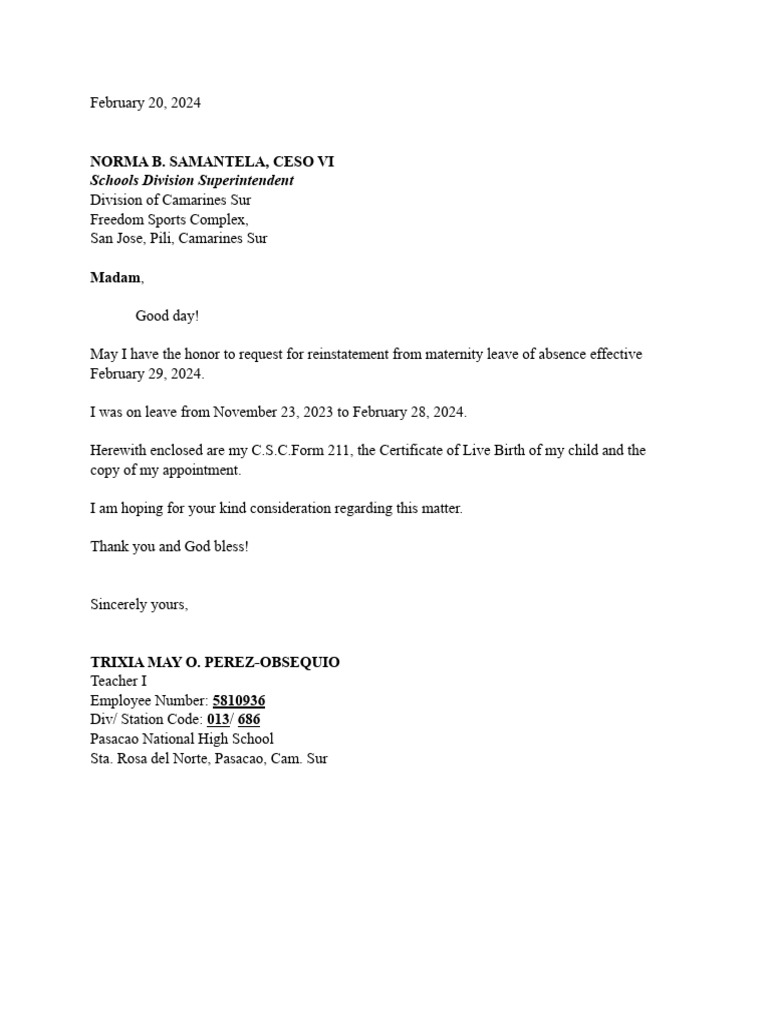 Letter For Reinstatement | PDF