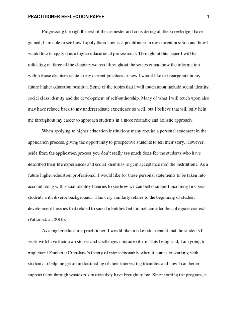 Analie Diaz Practitioner Reflection Heal223 1 1 | PDF | Theory | Intersectionality