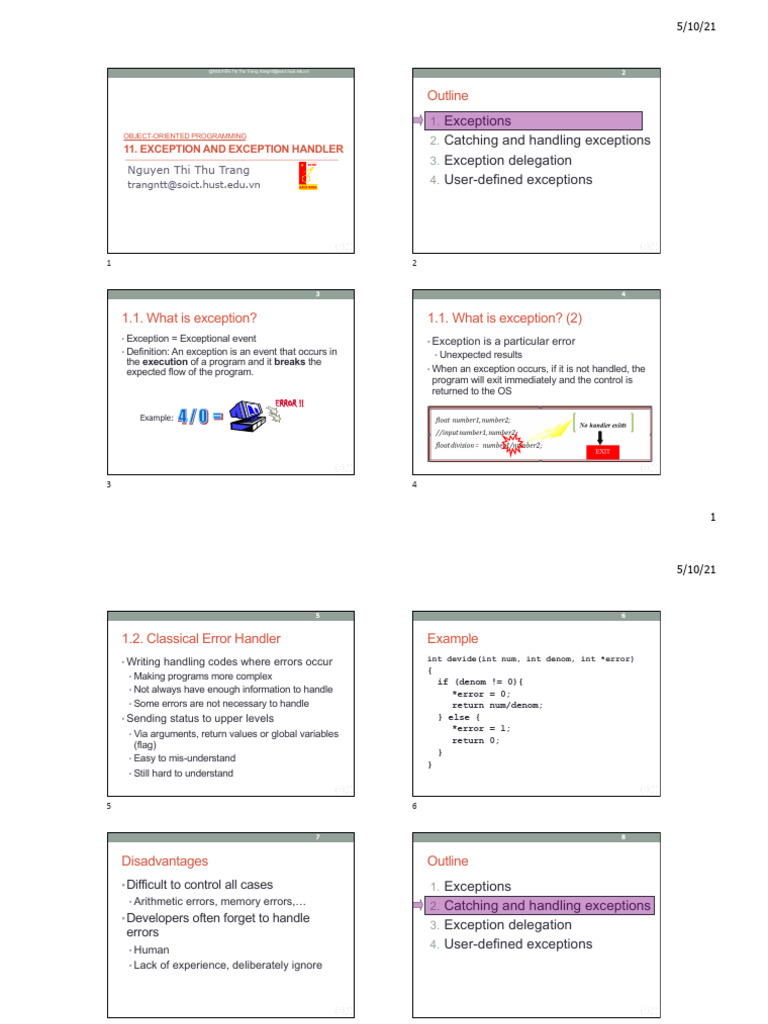 Exception Handling in Object-Oriented Programming | PDF | Method (Computer Programming) | Class ...
