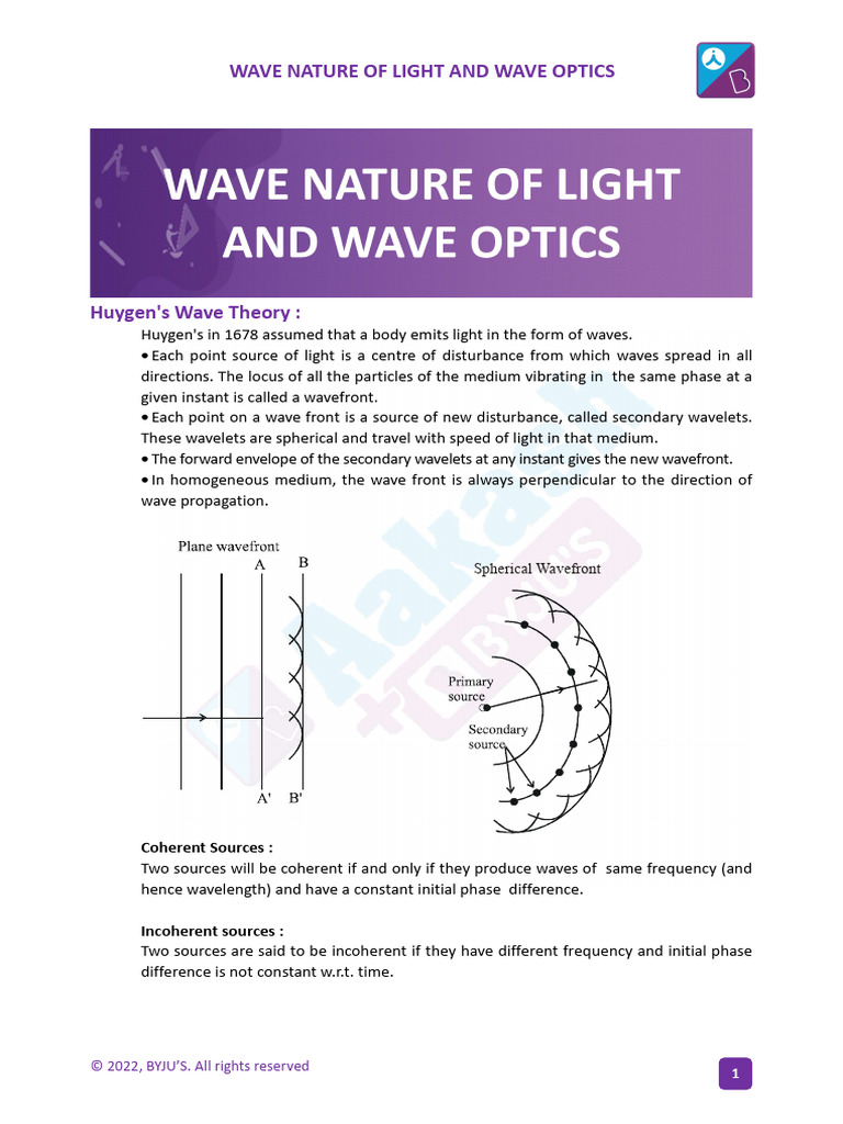 Interference of Light Waves - Revision Session-Handbook | PDF | Waves | Coherence (Physics)