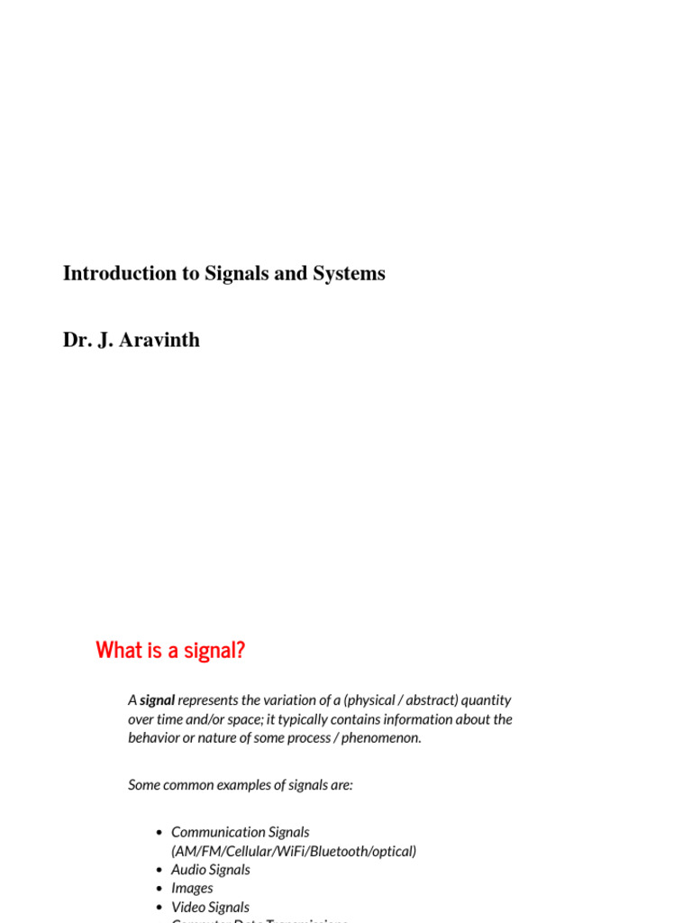 1 - Introduction To Signals and Systems | PDF