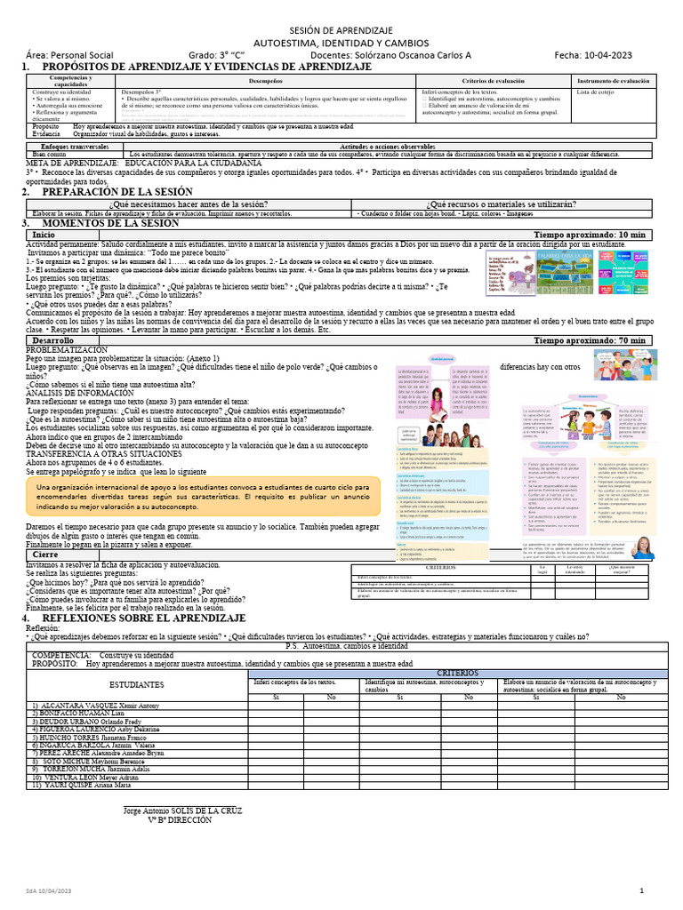 5sem 3° SdA 10-04-2023 PS-CsI Autoestima Identidad y Cambio | PDF ...