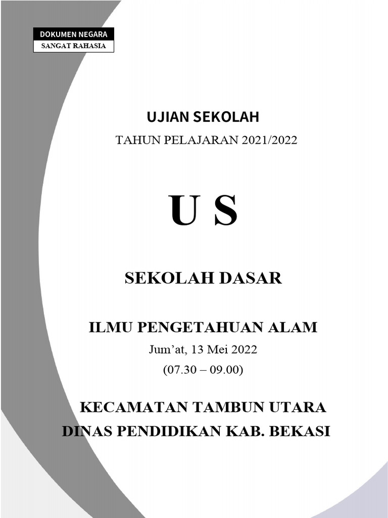 Soal Us Ipa 2021-2022 | PDF