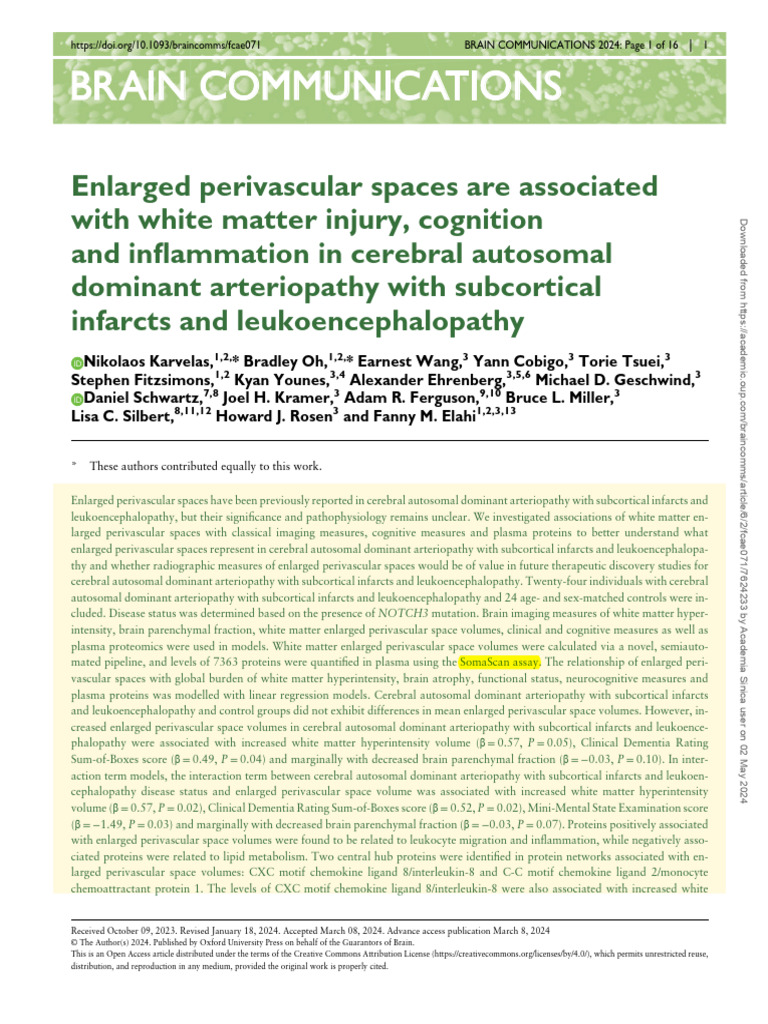 Enlarged Perivascular Spaces Are Associated With White Matter Injury ...