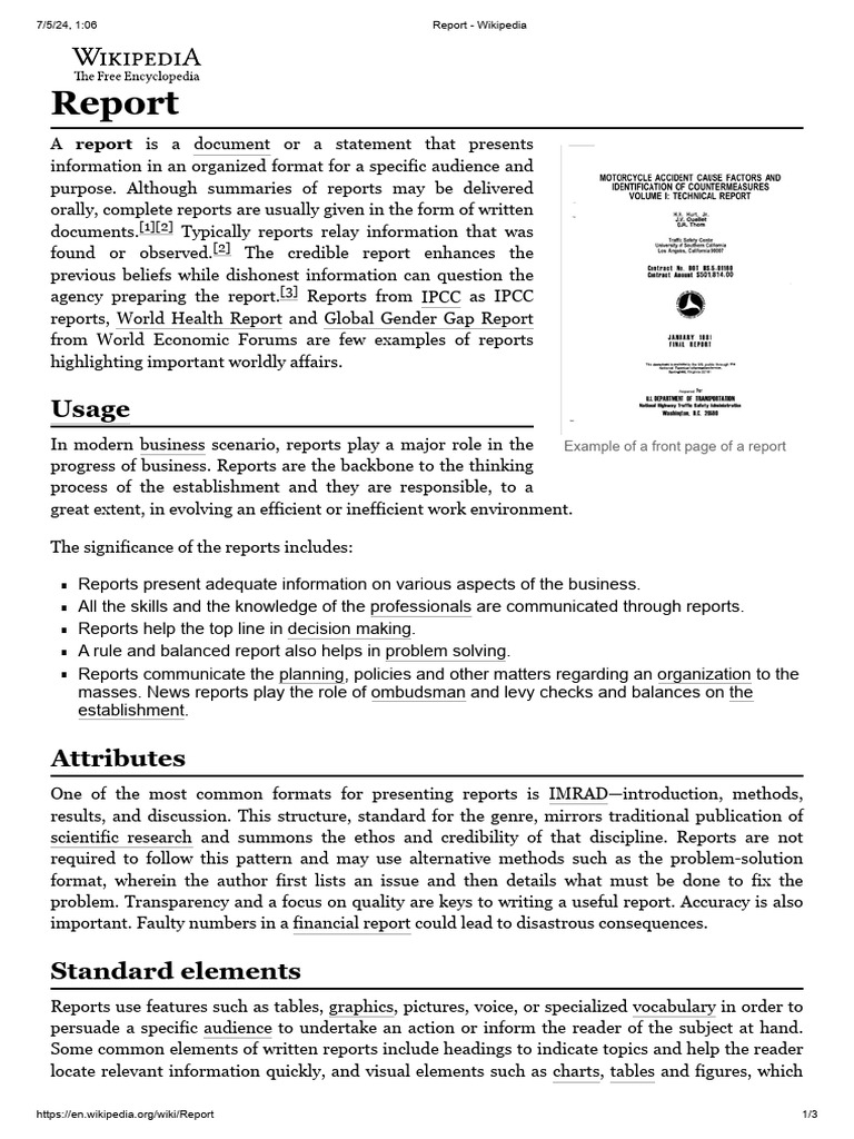 Report - Wikipedia | PDF | Information Science