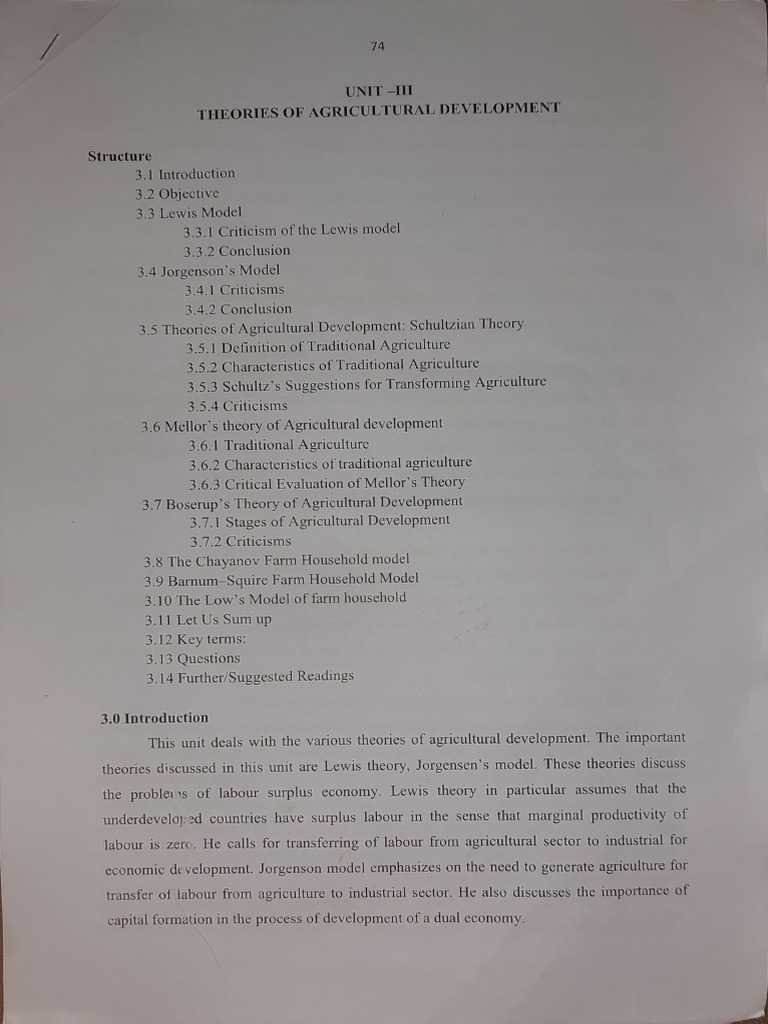 Theories of Agriculture - Module 1 | PDF | Labour Economics | Capitalism