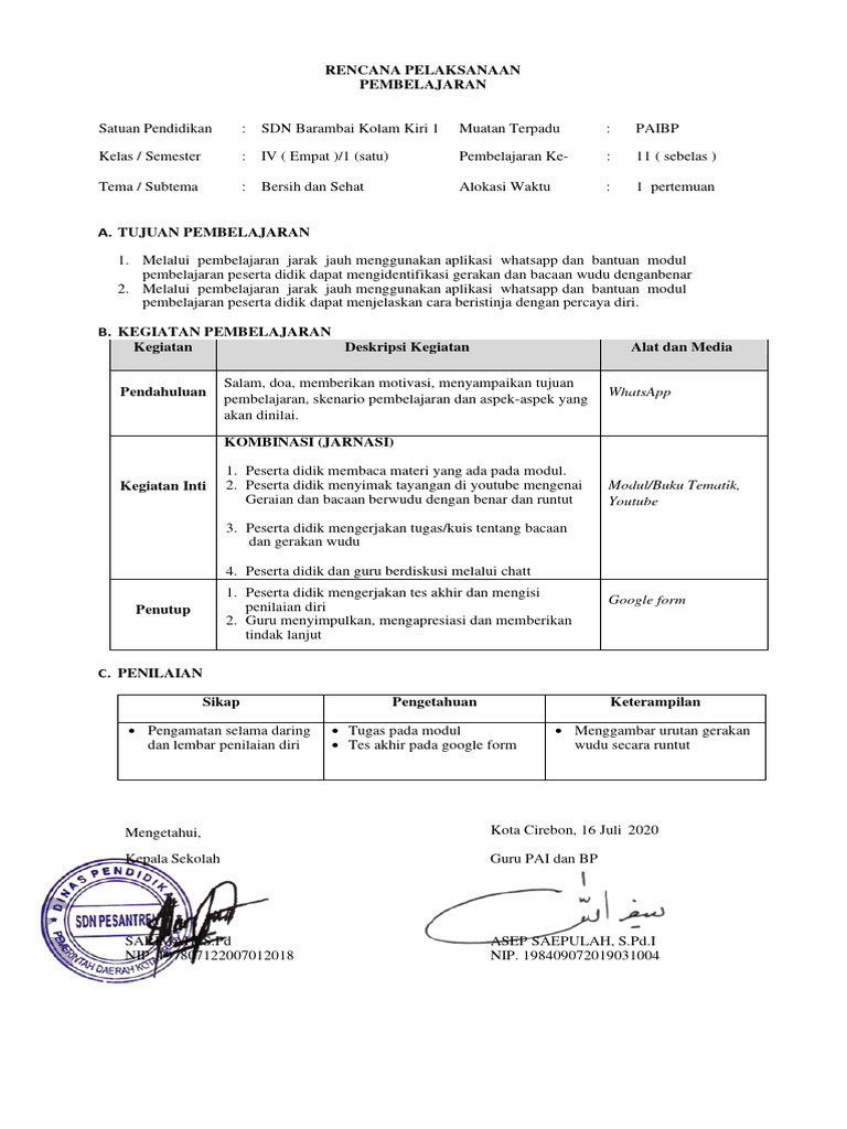 RPP Pai SD KLS 4 Tentang Kebersihan | PDF | Karier & Perkembangan