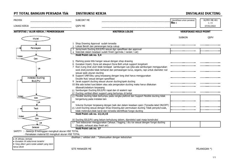 IK-PRY - ME.401 Instalasi Ducting | PDF