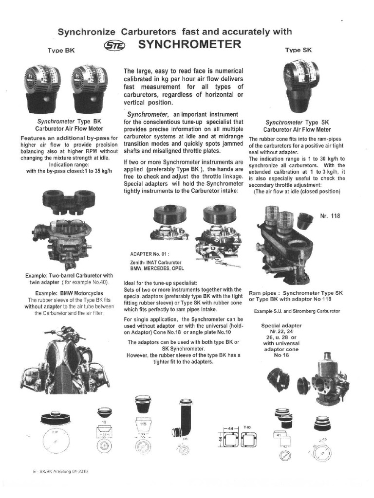 Synchrometer-Instructions FOR WEBER CARBURETORS | PDF