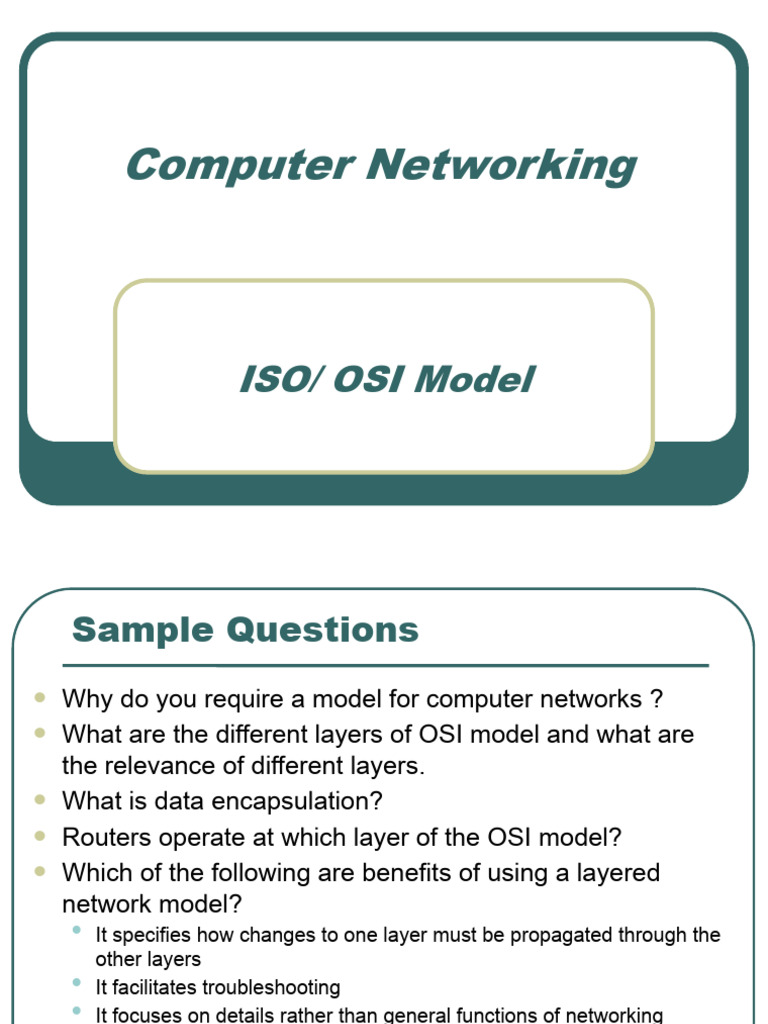 Computer Networking: ISO/ OSI Model | PDF